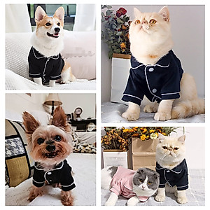 LIWOWOLI Dog Pajamas for Small Dogs, Pink, Cotton Blend, XS-XL, Unisex, Floral, Party, Temperature-Regulating, Collared Neck, 1 Pack