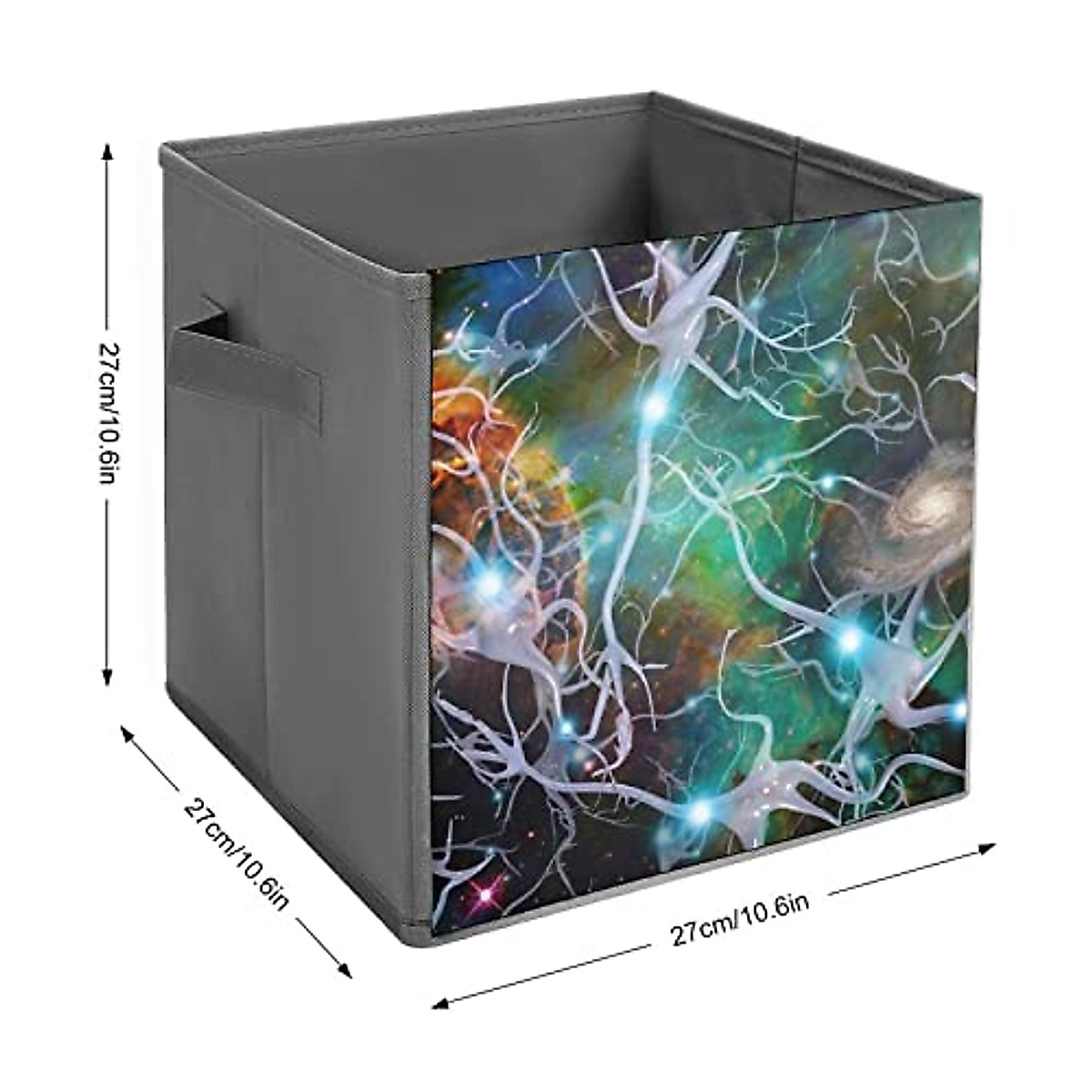 Medical Nerve Decorative PU Leather Collapsible Storage Bins Canvas Cube Organizer Basket with Handles