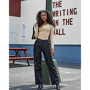 SUUKSESS Women Double Lined Fitted Basic Tee Shirts Crew Neck Long Sleeve Going Out Crop Tops (Champagne, XS)