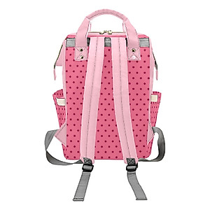 bliblisa Personalized Pink Elephant with Rose Flower Customized Diaper Bag with Name Shoulder Daypack Backpack Gift for Mom Girl
