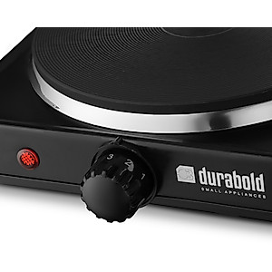 Kitchen Countertop Cast-Iron Single Burner - Stainless Steel Body – Sealed Burner - Ideal for RV, Small Apartments, Camping, Cookery Demonstrations, or as an Extra Burner – by Durabold