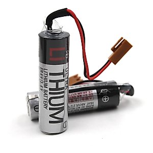elxjar (2-Pack) 3.6V ER6V Battery Compatible with Toshiba PLC Battery in Factory Bag ER6VC119A/119B with Brown Plug