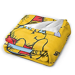 Jvolxui Cute Cartoon Bear Blanket Super Soft Flannel Blanket Luxury Warm Plush Bedding for Sofa Living Room Bedroom, Black1, S 50''x40''