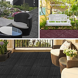 Hugeleaf 6 Pack Deck Tiles 12.2” x 12.2” Plastic Outdoor Flooring, Interlocking Deck Tiles Outdoor Waterproof All Weather Patio Tiles for Balcony, Porch, Poolside (Black)