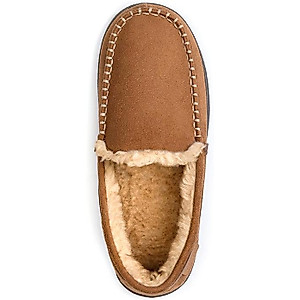 Zigzagger Men's Moccasin Slippers Memory Foam House Shoes, Indoor and Outdoor Warm Loafer Slippers, Tan, 10 M US