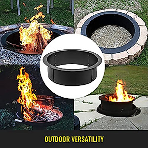 VBENLEM Fire Pit Ring 36-Inch Outer/30-Inch Inner Diameter, 10inch Height Fire Pit Insert 2.5mm Thick Heavy Duty Solid Steel, Fire Pit Liner DIY Campfire Ring Above or In-Ground for Outdoor
