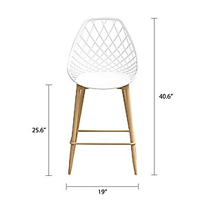 Jamesdar Camber Counter Chair (Set of 2), White/Natural