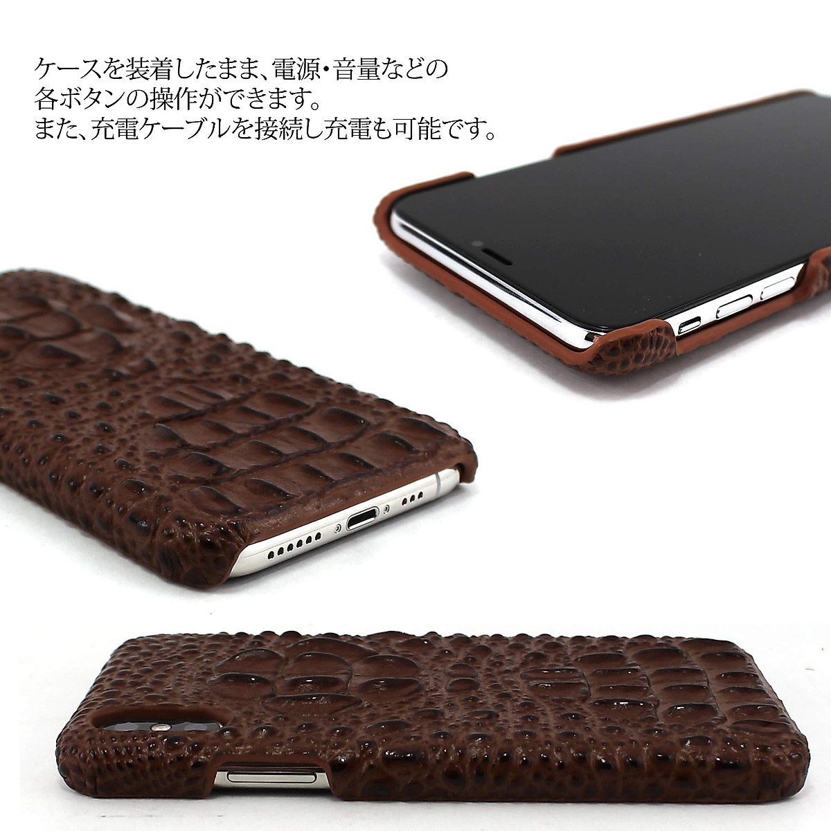 White Nuts wn-0000616-yk iPhone 8 Plus 7 Plus Alligator Pattern, Genuine Leather Case, Navy, Case Cover, iPhone 7 Plus, iPhone 8 Plus, Alligator Pattern, Leather Case, Slim, Fits in Your Hands