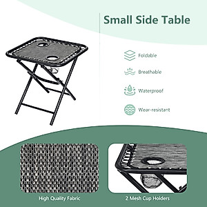 HAPPYGRILL Zero Gravity Lounge Chairs Set with Coffee Table, Folding Reclining Chairs with Side Table and Pillow, 3 Pieces Adjustable Patio Lawn Recliner Set for Outdoor Garden Camp Travel