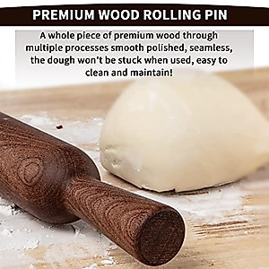 Rolling Pin for Baking, 15.75-Inch Wood Pizza Dough Roller with Handle, Briout Wooden Rolling Pins Baking Utensils for Bread Pastry Fondant