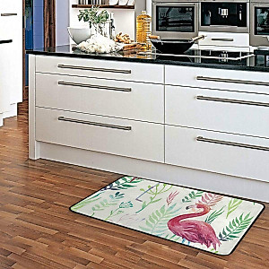 Kitchen Sink Mats Floor Rug - Flamingo Non Slip Kitchen Mats Cushioned Washable Anti-Fatigue Kitchen Carpets 20x20in for Kitchen Home Decoration Bathroom