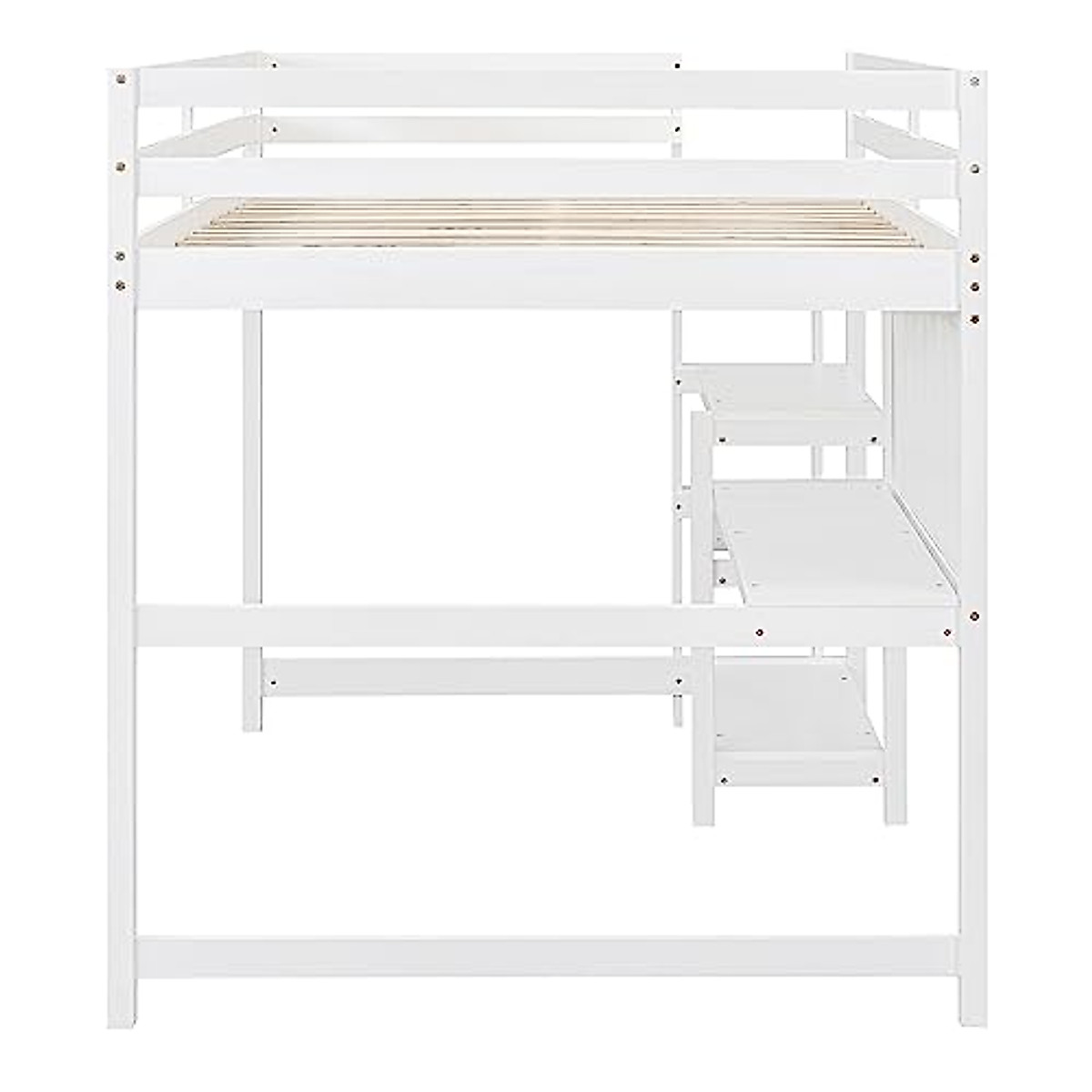 CITYLIGHT Full Size Loft Bed with Desk and Shelves, Wood Full Loft Bed with Desk &Writing Board, Sapce Saving Loft Bed Full for Kids, Boys,Girls,Teens,White