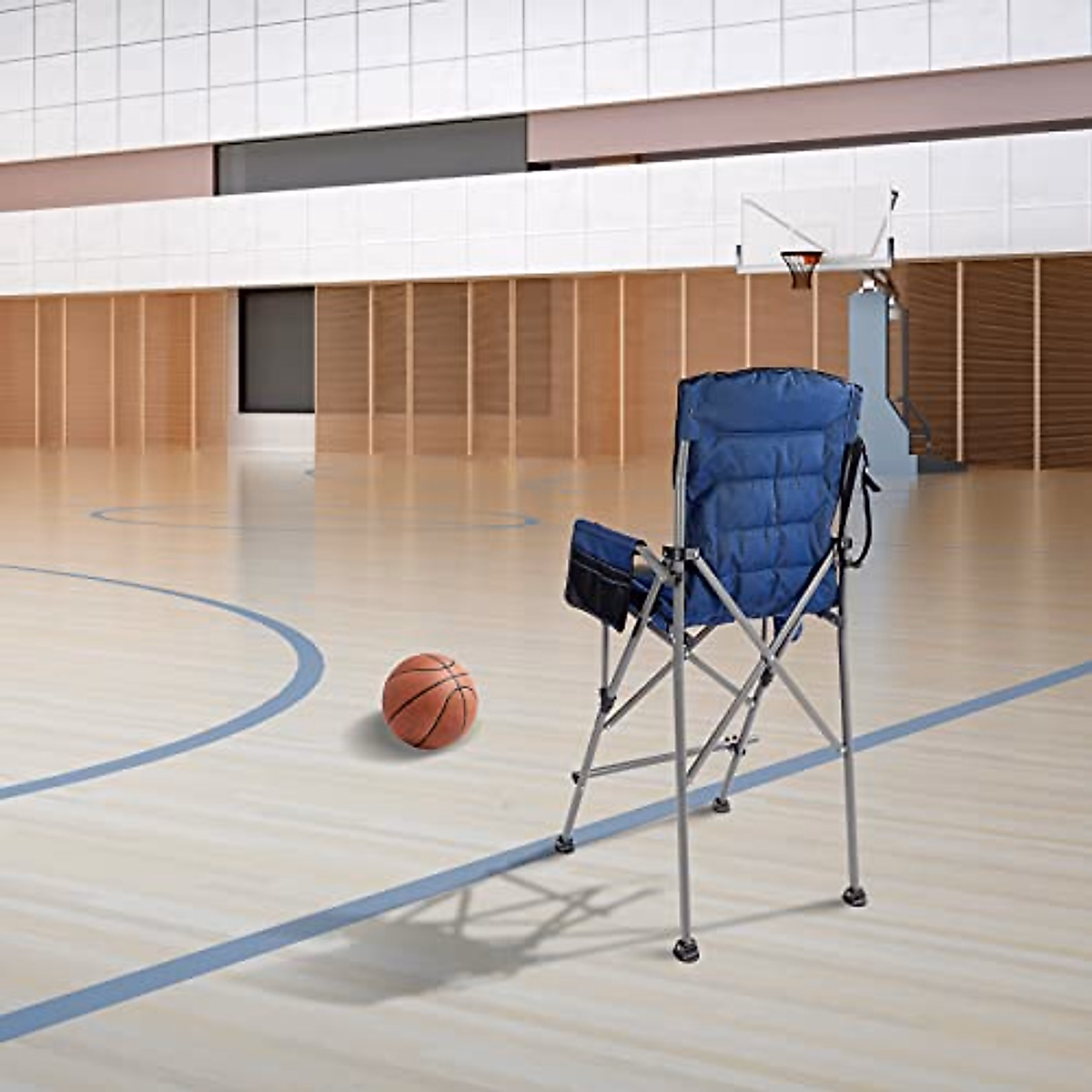 Stonehomy Padded 31" Bar Height Tall Folding Camping Chairs for Adults, Heavy Duty 330 lbs Directors Chair Foldable with Foot Rest and Cup Holder, Blue