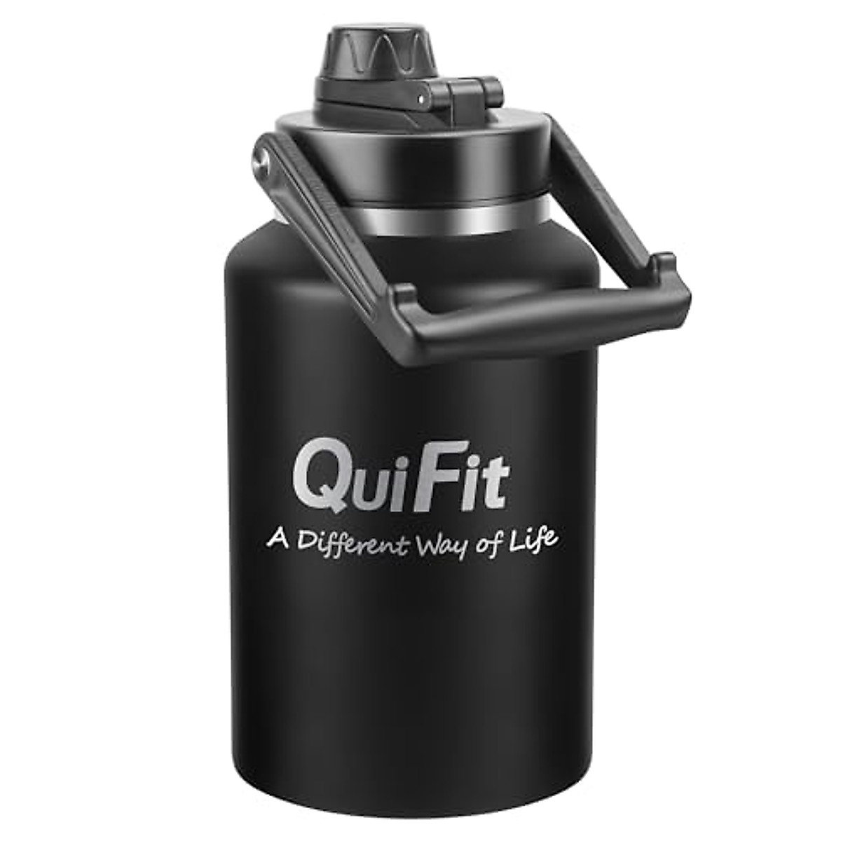 QuiFit 64 oz Insulated Water Bottles with Handle,Leak Proof, BPA Free,Wide Mouth,Half Gallon Water Bottle Insulated Keeps Cold All Day, Stainless Steel Double Wall Vacuum Flask Metal Large Water Jug