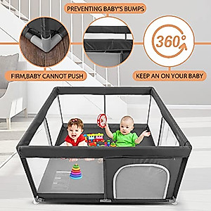Baby Playpen,50"x50"x26.5" Large Baby Playards with Zipper Gates,Large Baby Playard for Toddler, BPA-Free, Non-Toxic, Safe No Gaps Play Yard for Babies, Indoor and Outdoor Baby Activity Centers