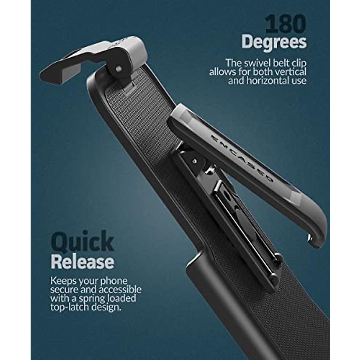 Encased Magnetic Case Designed for iPhone 14 PRO Case with Belt Clip Holster, Compatible with MagSafe (Crystal Clear)