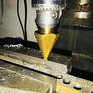 MUXSAM 3Pcs Step Drill Bit Set, HSS Titanium Drill bit, 3-Flat Shank Cone Drill Bits, 2-Flute Design Step Drill , Multi Size Stepped Up Unibit for Plastic, Wood, Sheet Metal Hole Drilling, DIY Lovers(4-12mm/4-20mm/4-32mm)