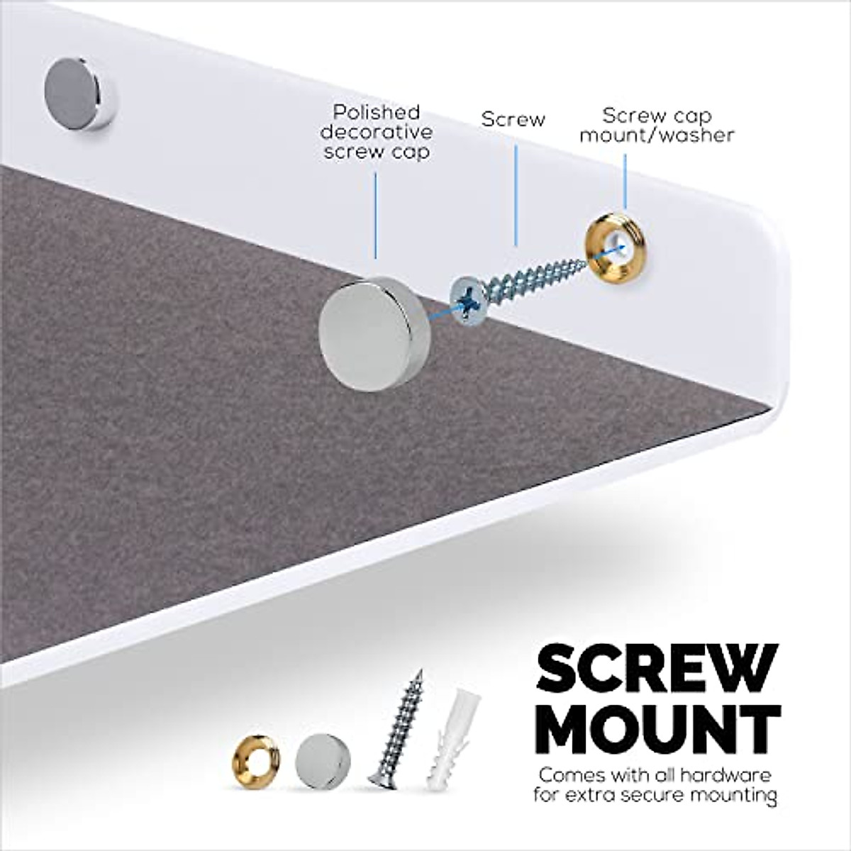 BRAINWAVZ 2-Pack 10” Corner Floating Shelf for Speakers, Books, Decor, Plants, Cameras, Photos, Kitchen, Bathroom, Routers & More Universal Small Holder Acrylic Wall Shelves (White)