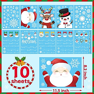 MISS FANTASY Christmas Window Clings Decorations 10 Sheets Large Merry Christmas Snowflake Window Stickers Decals for Glass Window Double Sided Christmas Decorations for Home Office School Classroom
