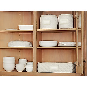 Covermates Keepsakes - Dish Storage - Padded Protection - ID Window - Stain Resistant - Machine Washable - China Storage-Cream