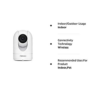 FOSCAM Home Security Camera R4S 4MP(2K) WiFi Camera, 2.4/5GHz Wireless IP Indoor Camera with AI Human Detection & Sound Detection, 33ft Night Vision, 2-Way Audio,Compatible with Alexa, White