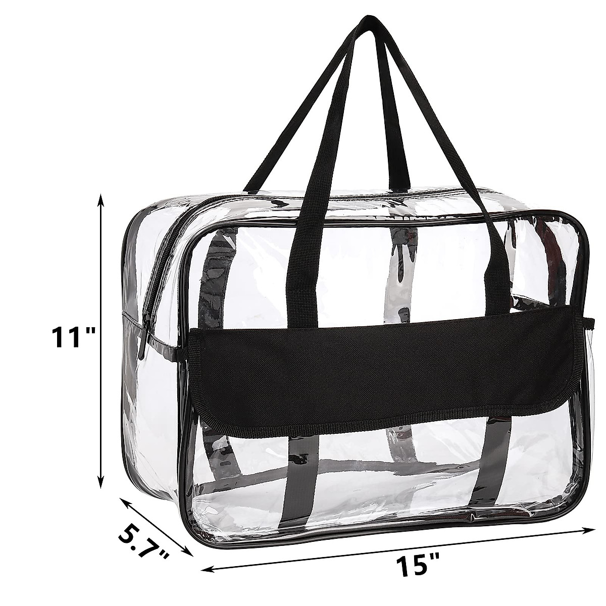 Peohud 2 Pack Clear Tote Bag Stadium Approved, Large Clear Cosmetics Bag, Transparent Waterproof Bag for Travel Gym Beach, PVC Storage Bags With Zipper and Handle, 15 x 12 x 5.7 Inches