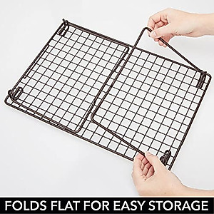 mDesign Farmhouse Metal Stacking Storage Shelf - Closet, Cabinet, Countertop 2-Tier Raised Organizer - for Bedrooms, Bathrooms, Entryways, Hallways - Bronze