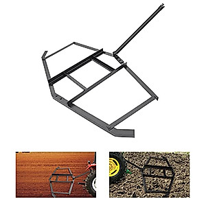 Leveling Lawn Rake, 66" Width Tow Behind Drag Harrow, Driveway Tractor Harrow with 2 Adjustable Bars, Heavy Duty Steel, Driveway Grader for ATV, UTV, Garden Lawn Tractors
