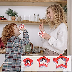 Tugaizi 3 Pack 4th of July Star Cookie Cutters Set with Handle Stainless Steel Biscuit Cutter Mini Mold for Pressing Cookie, Sandwich, Bread Independence Day
