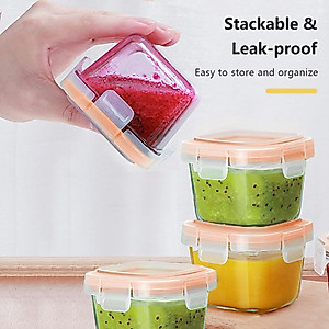 KidMoments 6 oz Set of 12 Glass Baby Food Jars, Glass Containers with Airtight Lids for Toddler, Reusable Leakproof Baby Bullet Jars with Small Size, Oven, Freezer, Microwave & Dishwasher Safe