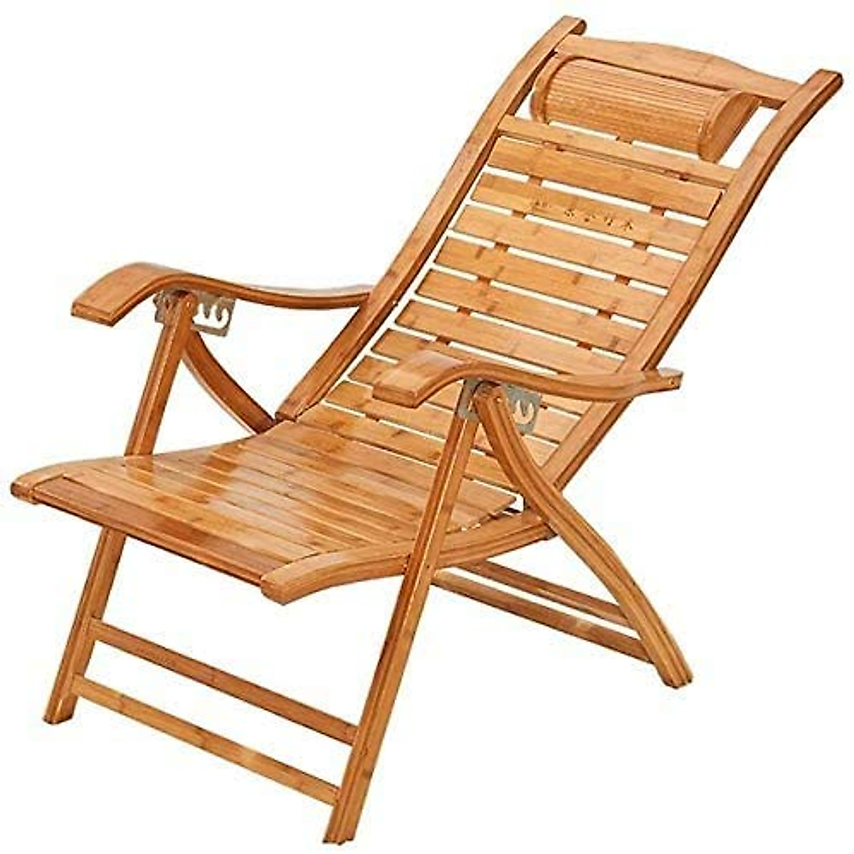 Sun Lounger Patio Reclining Chairs Loungers Camping Chairs Reclining Bamboo Bed Adjustable in 6 Positions Folding Deckchair with Ergonomic Curved Headrest Portable Deckchair for Balcony On The Patio,
