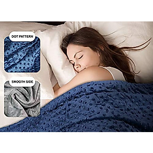 JSO Home Cooling Weighted Blanket 15 Lbs - Full Twin Weighted Blanket for Adults - 48" X 72" Grey W/Blue Minky Duvet