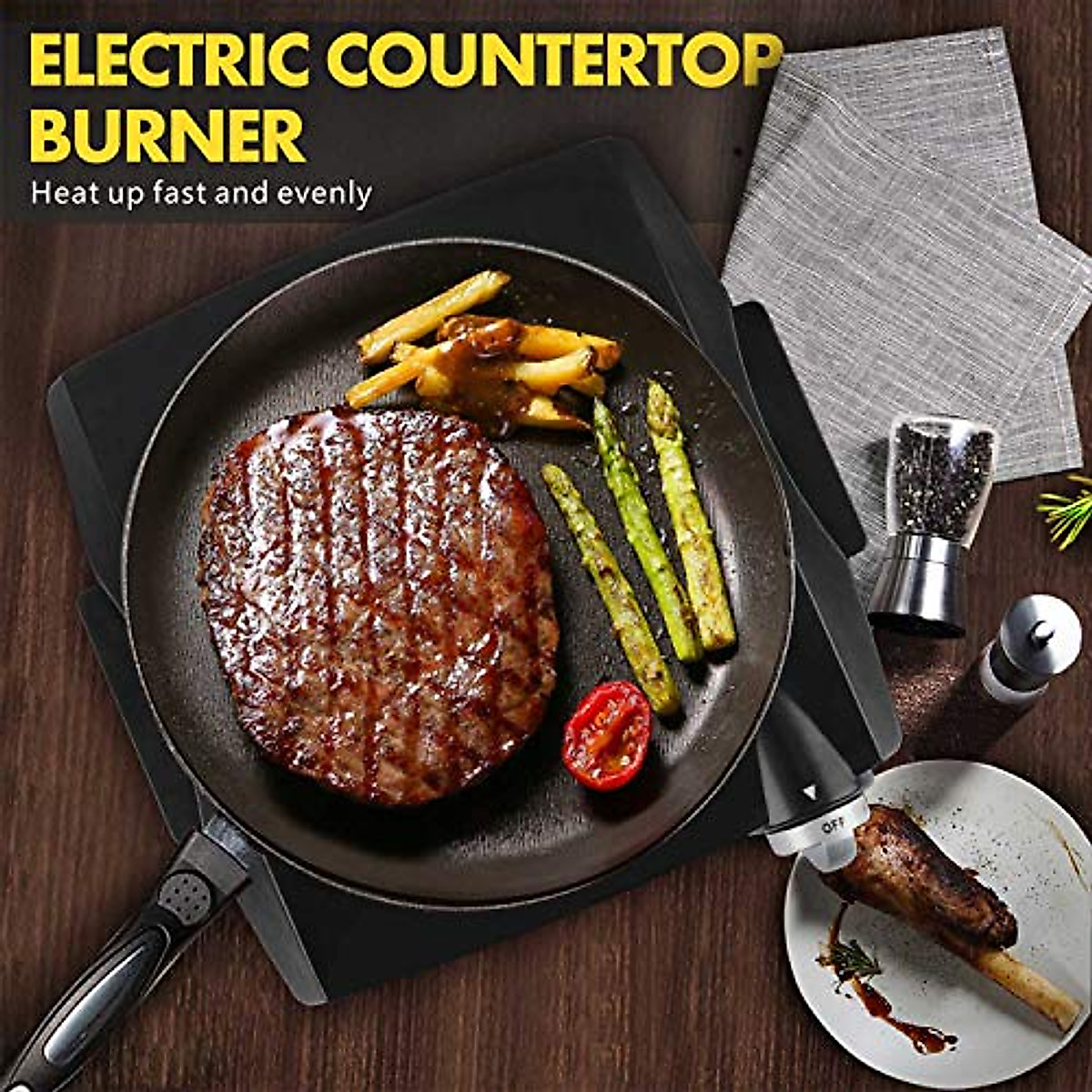 Techwood 1100W Portable Electric Coil Hot Plate Single Burner for Cooking, Countertop Cooktop Stainless Steel Electric Stove, Easy Clean, Upgraded Version