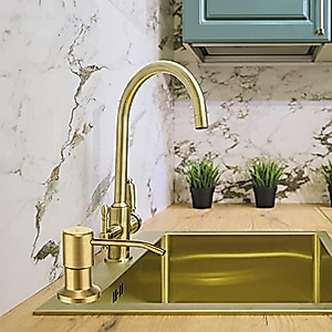 Soap Dispenser for Kitchen Sink and Extension 47" Tube Kit, Built in Stainless Steel Sink Soap Dispenser Countertop Water Pump (Gold)