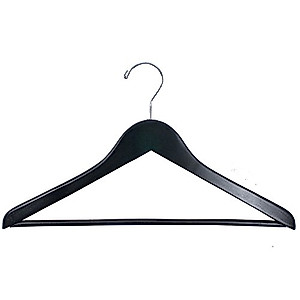 NAHANCO 8217CHHU Flat Wooden Suit Hanger with Chrome Hook, 17", Black (Pack of 25)