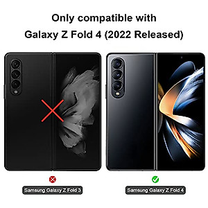 spoovcto for Samsung Galaxy Z-Fold-4 Case: Spring Hinge Protection & Kickstand Dual Layer Protective with Built-in Screen Protetctor Phone Case for Galaxy Z Fold 4 5G 2022 (Lychee Pattern-Black)