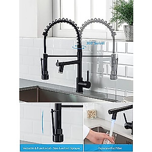 AIMADI Kitchen Faucet,Black Kitchen Faucet,Commercial Kitchen Faucet with Sprayer Single Handle Single Hole Spring Kitchen Sink Faucet,Matte Black