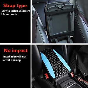 NHHC Car Center Console Pad,Comfortable PU Leather Car Armrest Cushion,Waterproof and Anti-Scratch Car Interior Accessories Universal for SUV/Truck/Car (Blue)