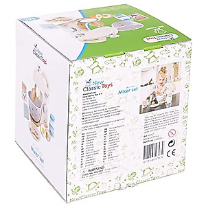 New Classic Toys Wooden Mixer Set Pretend Play Toy for Kids Cooking Simulation Educational Toys and Color Perception Toy for Preschool Age Toddlers Boys Girls , Red,White