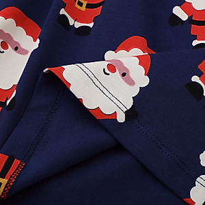 HILEELANG Little Girl Christmas Dress Long Sleeve Cotton Casual Santa Claus Winter Party Outfits 5T