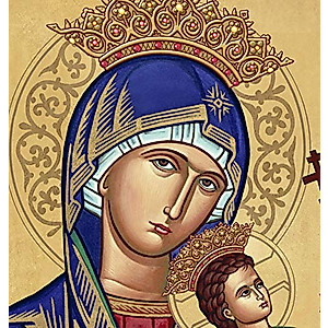 Monastery Icons Our Lady of Perpetual Help Crowned Mounted Plaque Icon Reproduction 8" x 10"