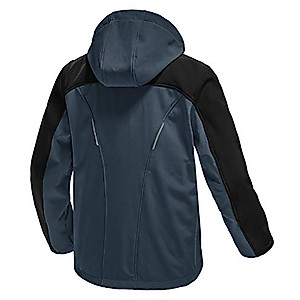 Gopune Windproof Softshell Fleece Lined Jacket Winter Outdoor Hooded Coat (Grey,M)