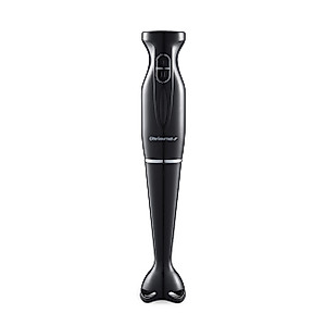 Elite Gourmet EHB3201 Immersion Hand Blender 300 Watts 2 Speed Mixing with Detachable Blades, Detachable Wand Stick Mixer, Smoothies, Baby Food, Soup, Charcoal Black