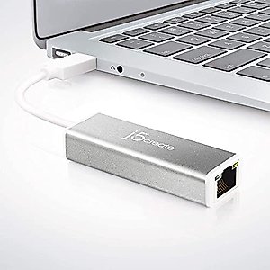 j5create USB 3.0 to RJ45 Gigabit Ethernet Adapter, 10/100/1000 Ethernet LAN Network Adapter for Mac, Windows 11/10/8.1/7, Chrome OS, Desktop, Laptop (JUE130)