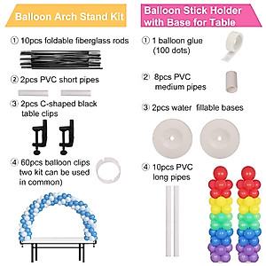 RUBFAC Table Balloon Arch Stand Kit for Wedding, Party, Graduation, Birthday, Photo Booth Decorations - 63 Inches, 2 Count