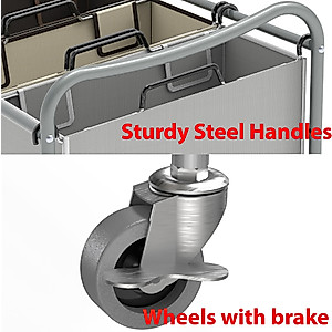 SimpleHouseware Heavy Duty 3-Bag Laundry Sorter Rolling Cart, Silver / Assorted Bags