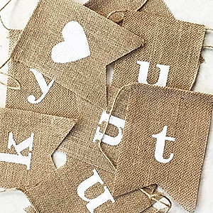 Uniwish Thank You Banner Burlap Sign for Wedding Pictures Rustic Baby Shower Hanging Bunting Garland Engagement Photo Props