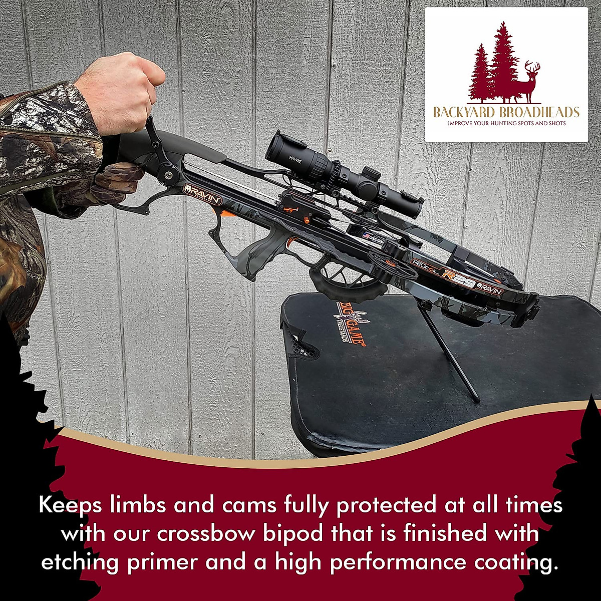 4N1 Lite Ravin Crossbow Accessory Hanger - Picatinny Bipod Accessory, Kickstand Rest, Shooting Rest, Cocking & De-Cocking Aid, Compatible with Ravin r9, r10, r15, r20, r29, r29x (9.8 oz), Black