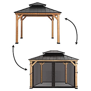 SunCula Replacement Gazebo Mosquito Netting Screen with Zipper for Patio Outdoor,Garden and Backyard (12'x12', Black, Only Netting)
