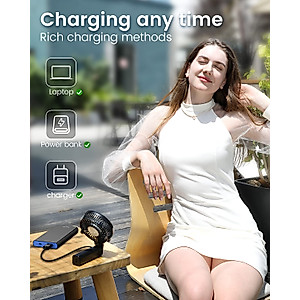 EasyAcc Mini Handheld Fan, Portable Fan Small USB Desk Fan Personal Hand Fan 3 Speed 10H Working Hours Rechargeable Battery Cooling Folding Fan for Travel Outdoor Office Household